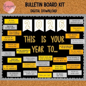 2026 New Year Bulletin Board Kit: Motivational Classroom Decor ...