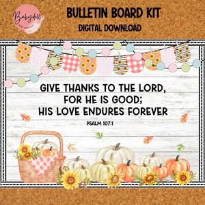 Bible Verse Bulletin Board for Fall, Christian Thanksgiving Decor ...