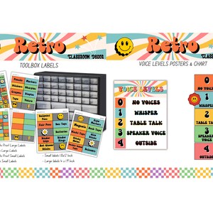 Groovy Retro Classroom Decor Bundle Editable 70s Smiley Face Theme ...