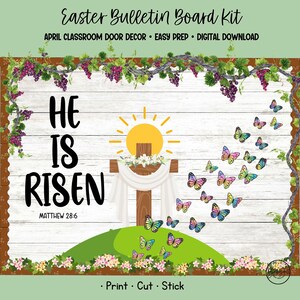 He Lives Easter Bulletin Board Kit Christian Classroom Decor Sunday ...