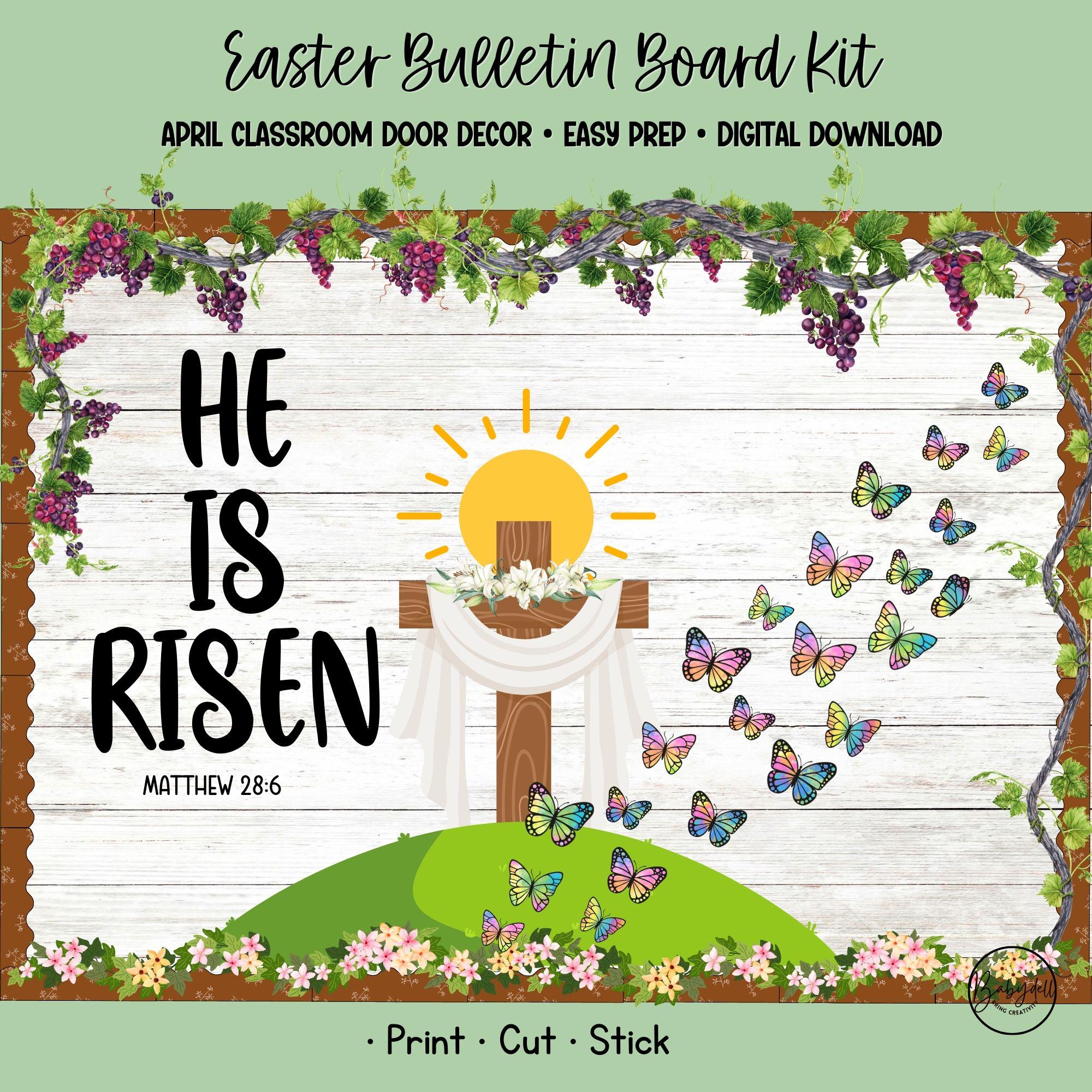 He Lives Easter Bulletin Board Kit Christian Classroom Decor Sunday ...