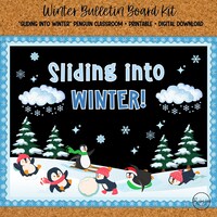 New Year Bulletin Board Kit in Skating Penguins Theme (digital Download ...