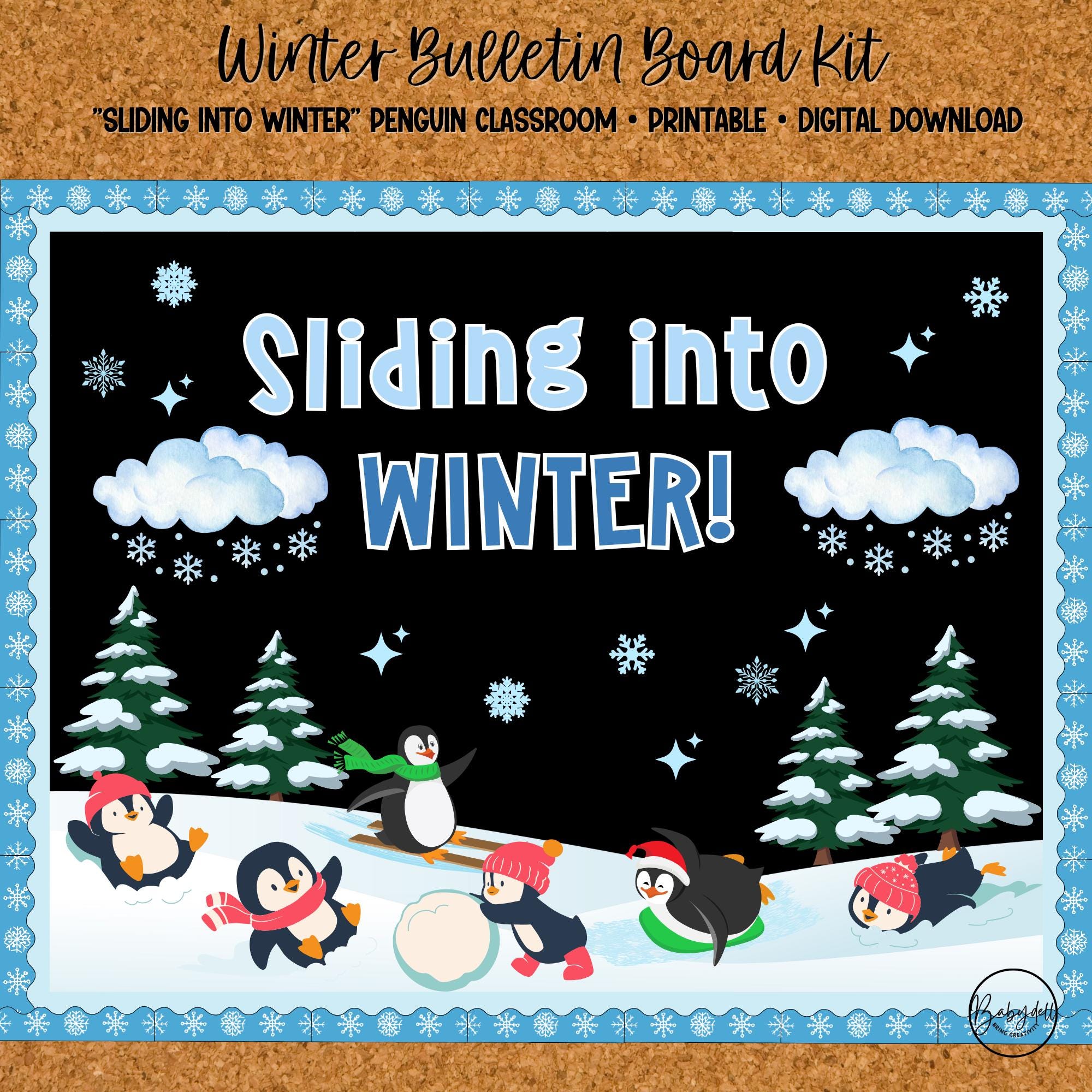 Penguin Bulletin Board Kit: Sliding Into Winter for Classroom Decor - Etsy