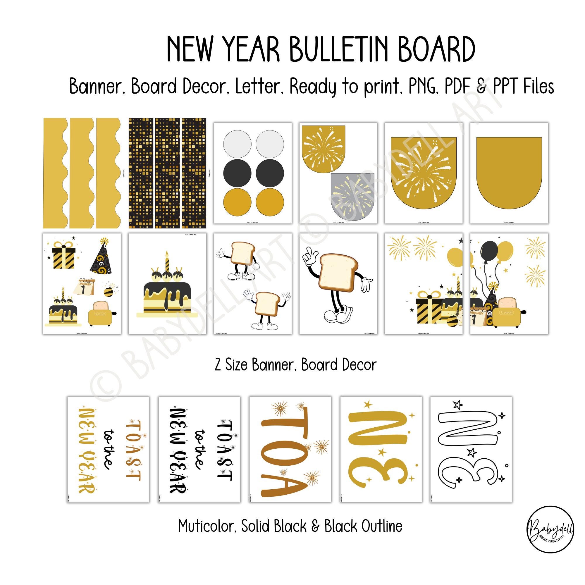 Toast to the New Year Bulletin Board Kit & Interactive January ...