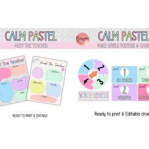 Calm Pastel Classroom Decor Bundle: Editable Teacher Kit - Etsy