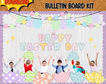 Easter Bookshelf Bulletin Board Kit: Spring Classroom Decor (digital ...