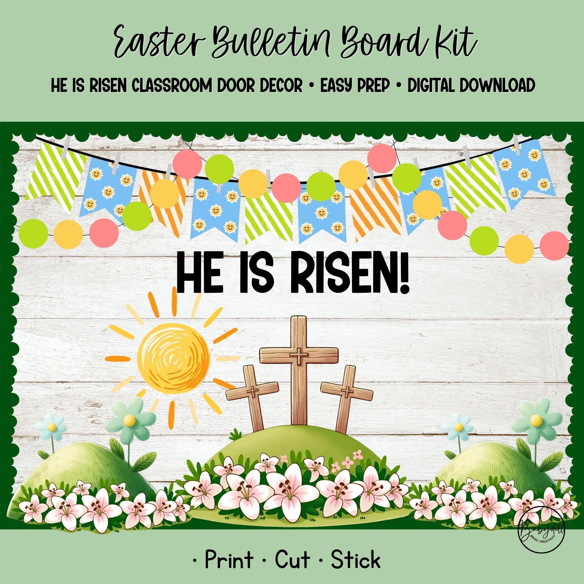 He is Risen Bulletin Board Kit for Christian Classrooms and Religious ...