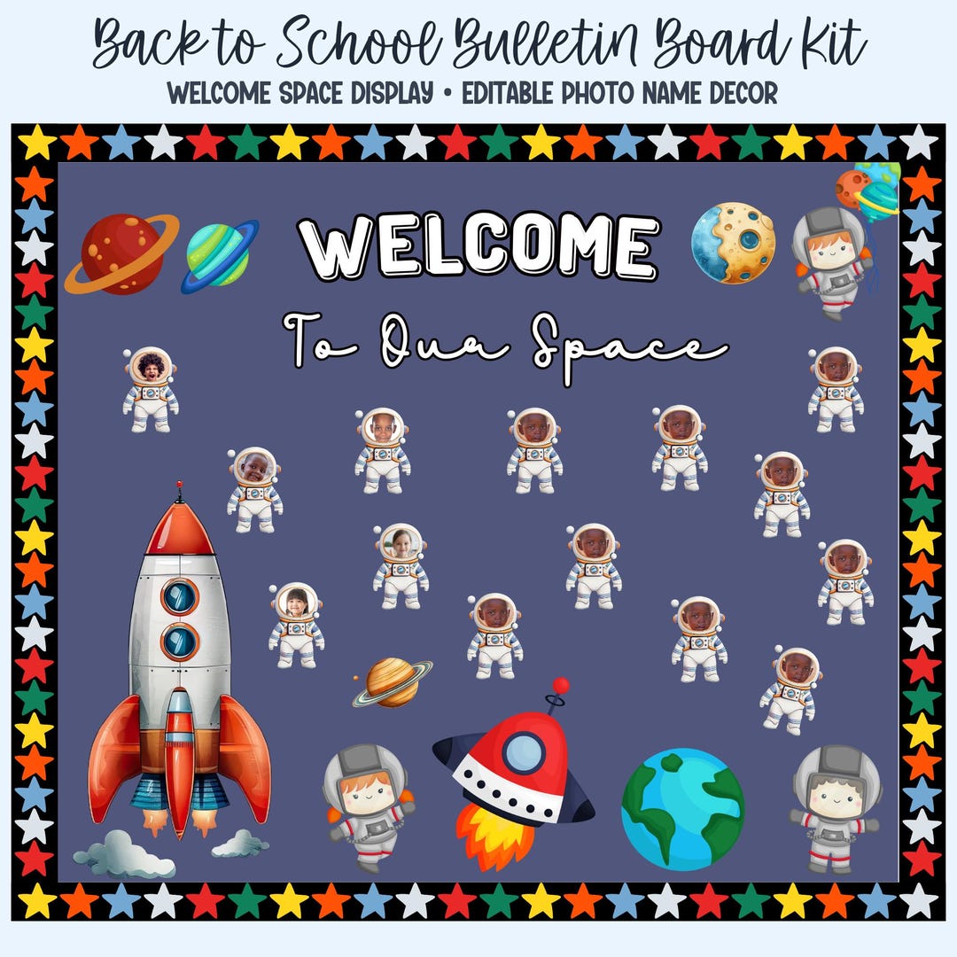 Space Bulletin Board Kit and Astronaut Photo Craft With Editable ...