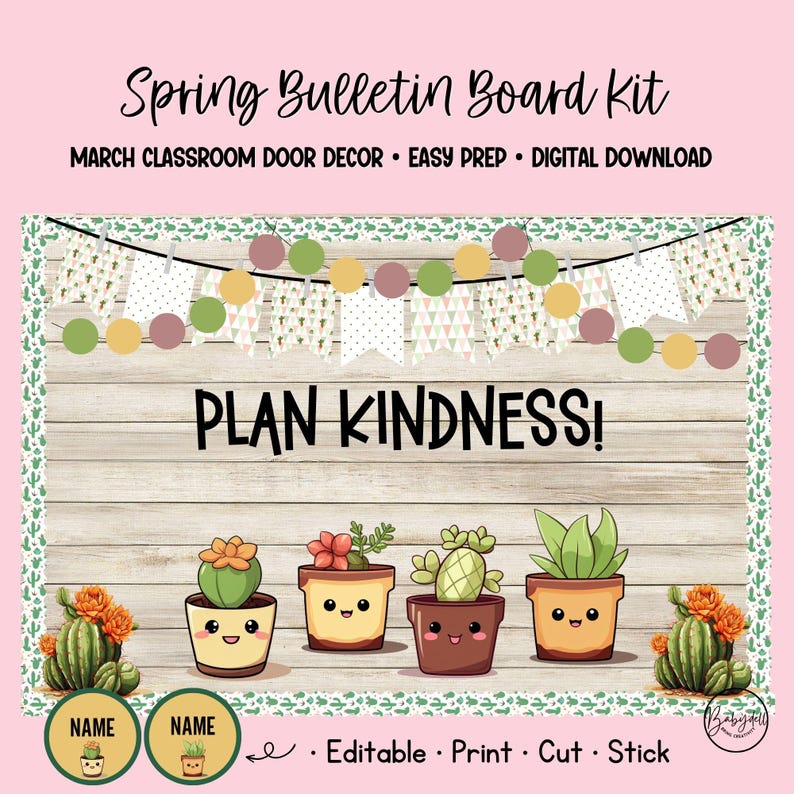 Cactus Theme , Plant Theme Bulletin Board Kit ,spring Kindness ...