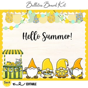 Lemon Gnome Summer Bulletin Board Kit: Editable Classroom Decor - Etsy