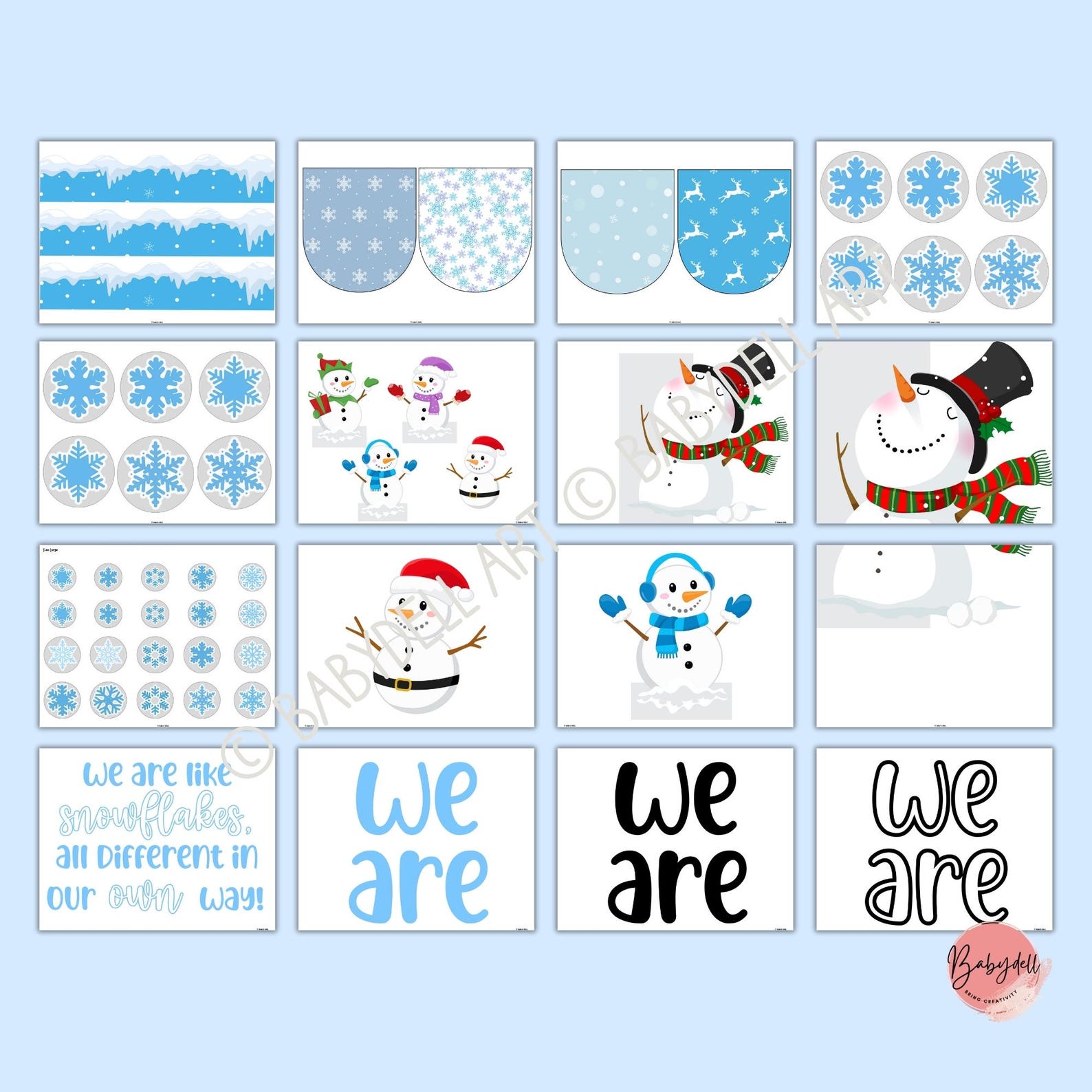 Winter Bulletin Board Kit With 'we Are Like Snowflakes' Inclusive Quote ...