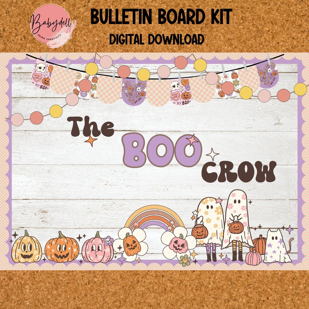 Groovy Halloween Bulletin Board Decor, Retro Halloween Bulletin Board ...