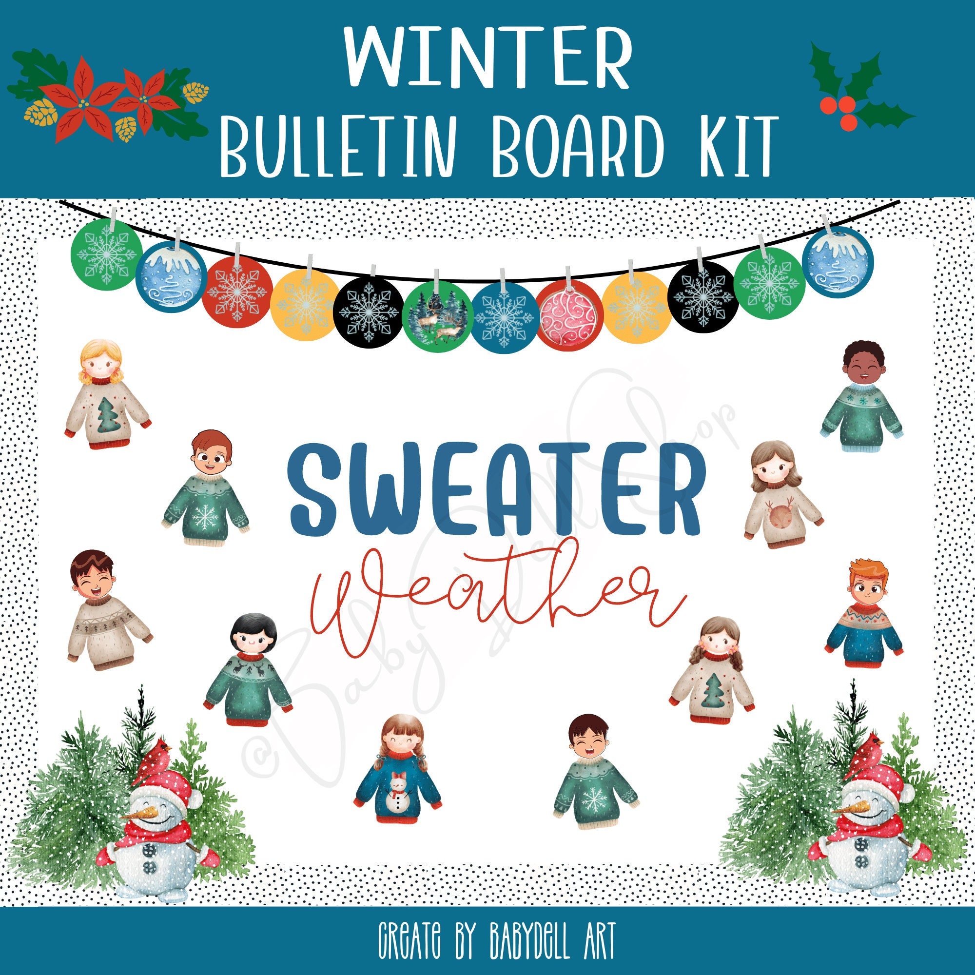 Sweater Weather Bulletin Board Door Decor Happy Holiday or Classroom ...
