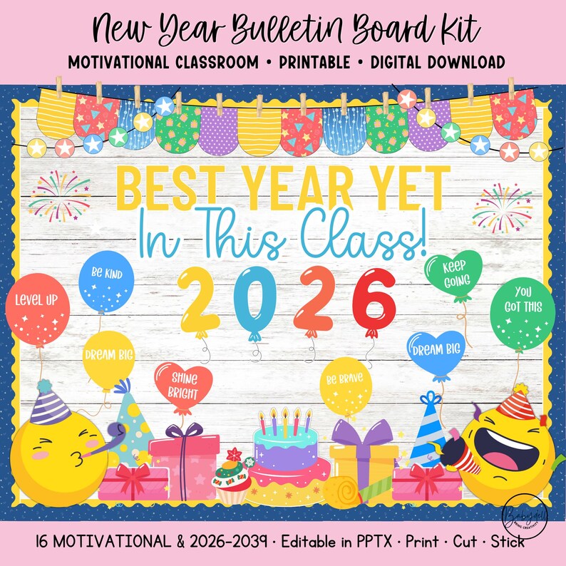 New Year 2026 Bulletin Board Kit - Motivational Classroom Door Decor ...