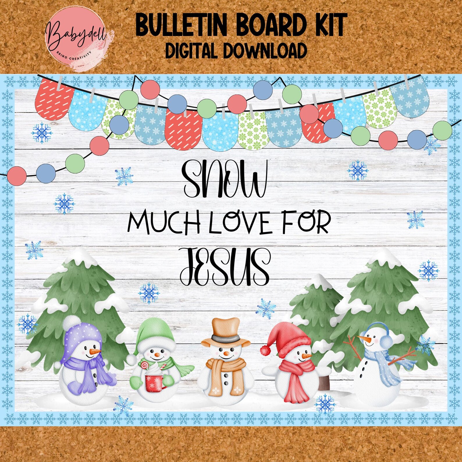 Winter Bulletin Board Kit | Christian Classroom Decor | Snowman-themed ...