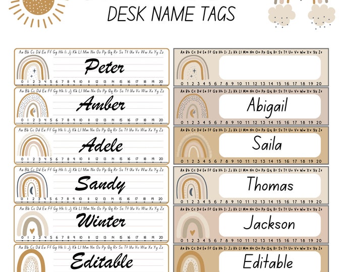 BOTANICAL Classroom Labels and Student Desk Plates Editable Modern ...