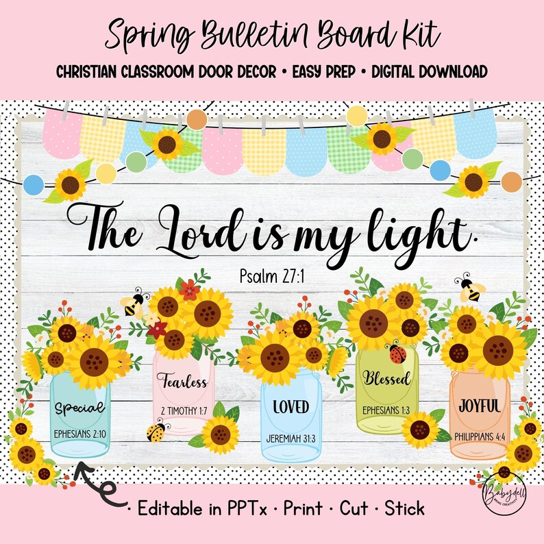 Christian Spring Kit for Sunday School Decor With Sunflower Mason Jars ...