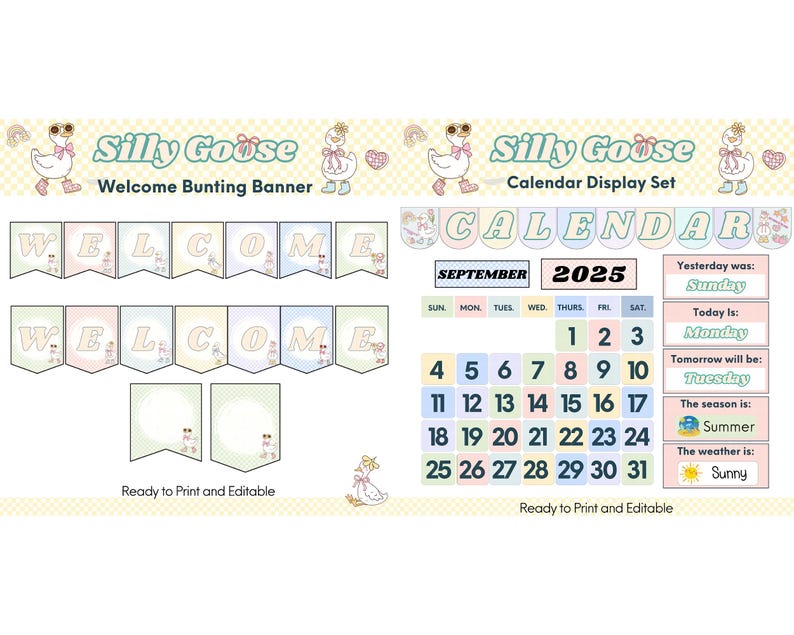 Silly Goose Classroom Decor Bundle Groovy Pastel Coquette Theme ...