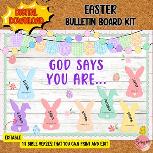 Easter Bunny Bulletin Board Printable | Christian Spring Classroom ...