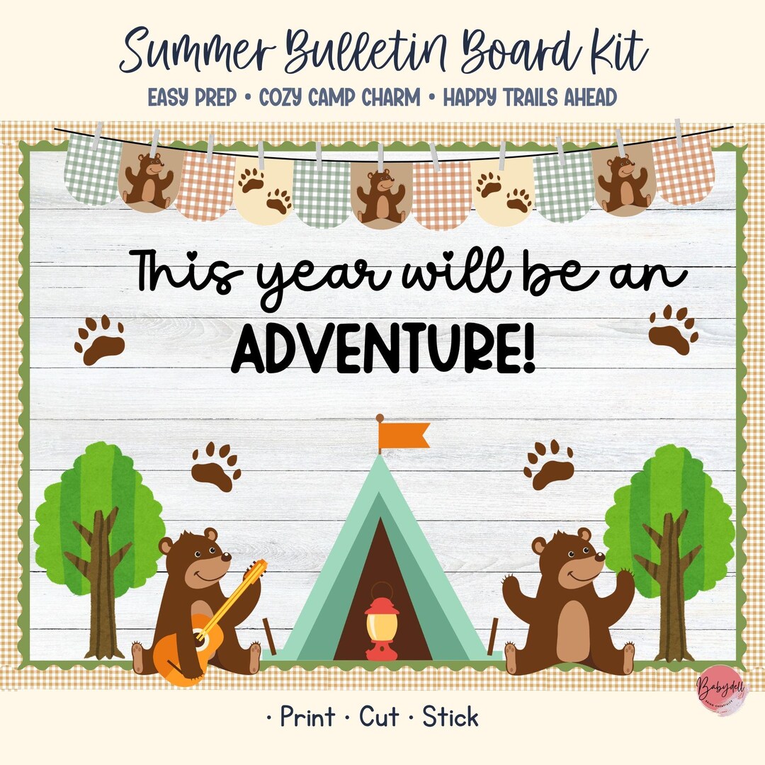 Adventure Camping Bulletin Board Kit for Rustic Summer Elementary ...