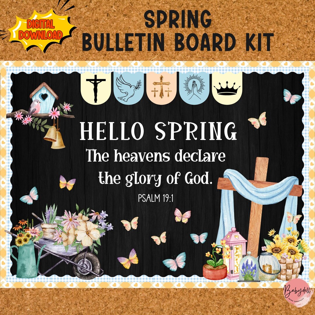Easter Bulletin Board Kit | Spring Christian Classroom Decor | Sunday ...