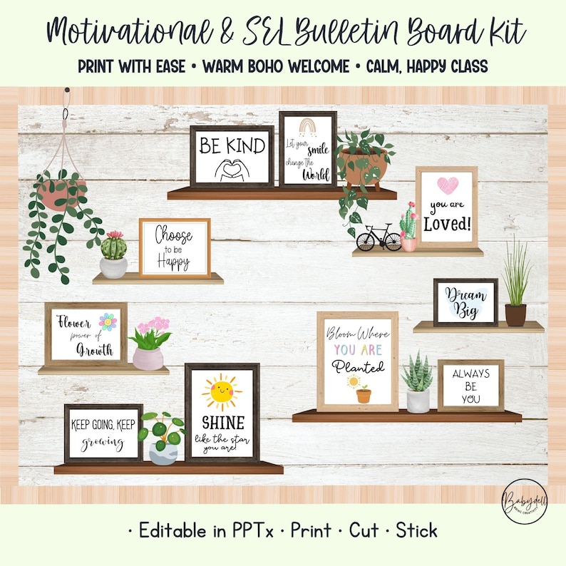Plant Theme Bulletin Board Kit With Editable Motivational Classroom ...