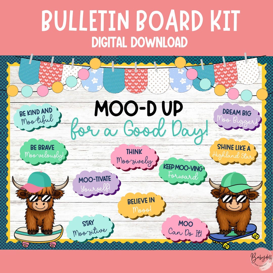 Cow Classroom Decor Bulletin Board Kit | Highland Cow Theme | Back to ...