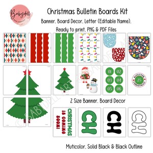 Christmas Countdown Bulletin Board Kit, Winter Door Decor, Editable ...