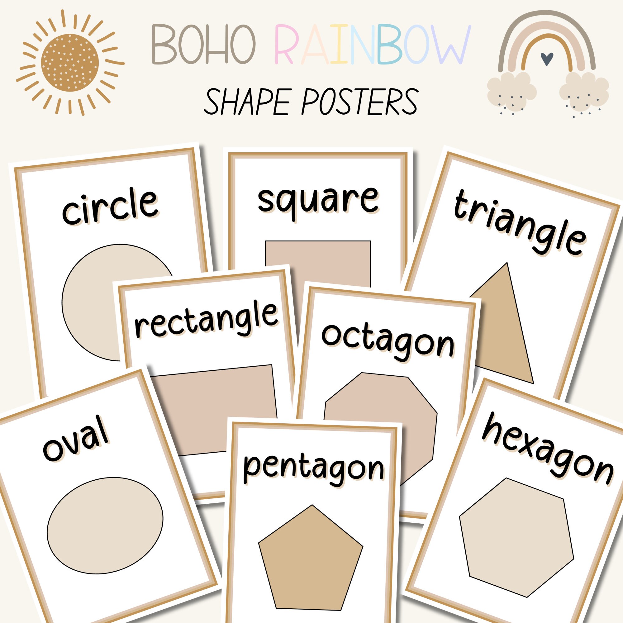 Boho Rainbow Classroom Decor Bundle Neutral Earth Tones Editable ...