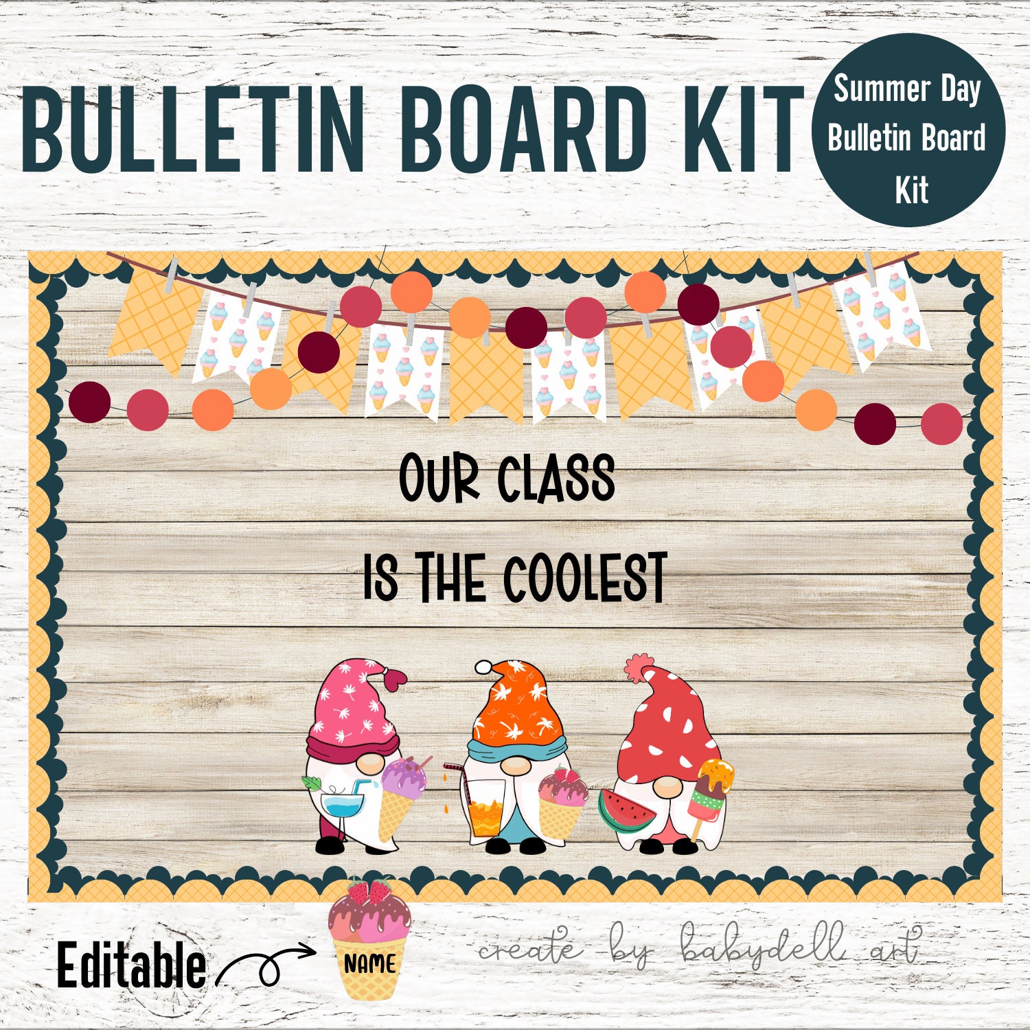 Ice Cream Summer Bulletin Board June July Door Decoration - Etsy