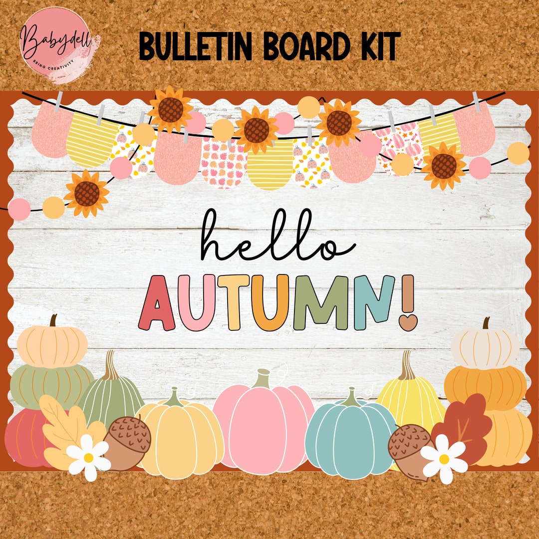 Pastel Pumpkin Bulletin Board Kit: Boho Fall Classroom Decor (PNG, PDF ...