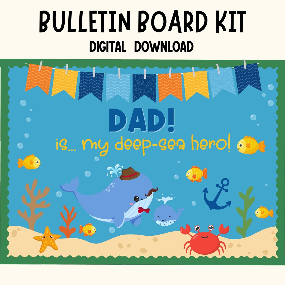 Father's Day Bulletin Board Kit: Ocean Theme Classroom Decor (digital ...