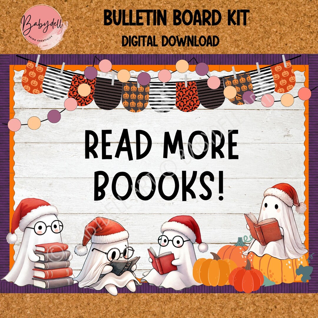Halloween Reading Bulletin Board Kit: Ghost Book Theme (digital ...