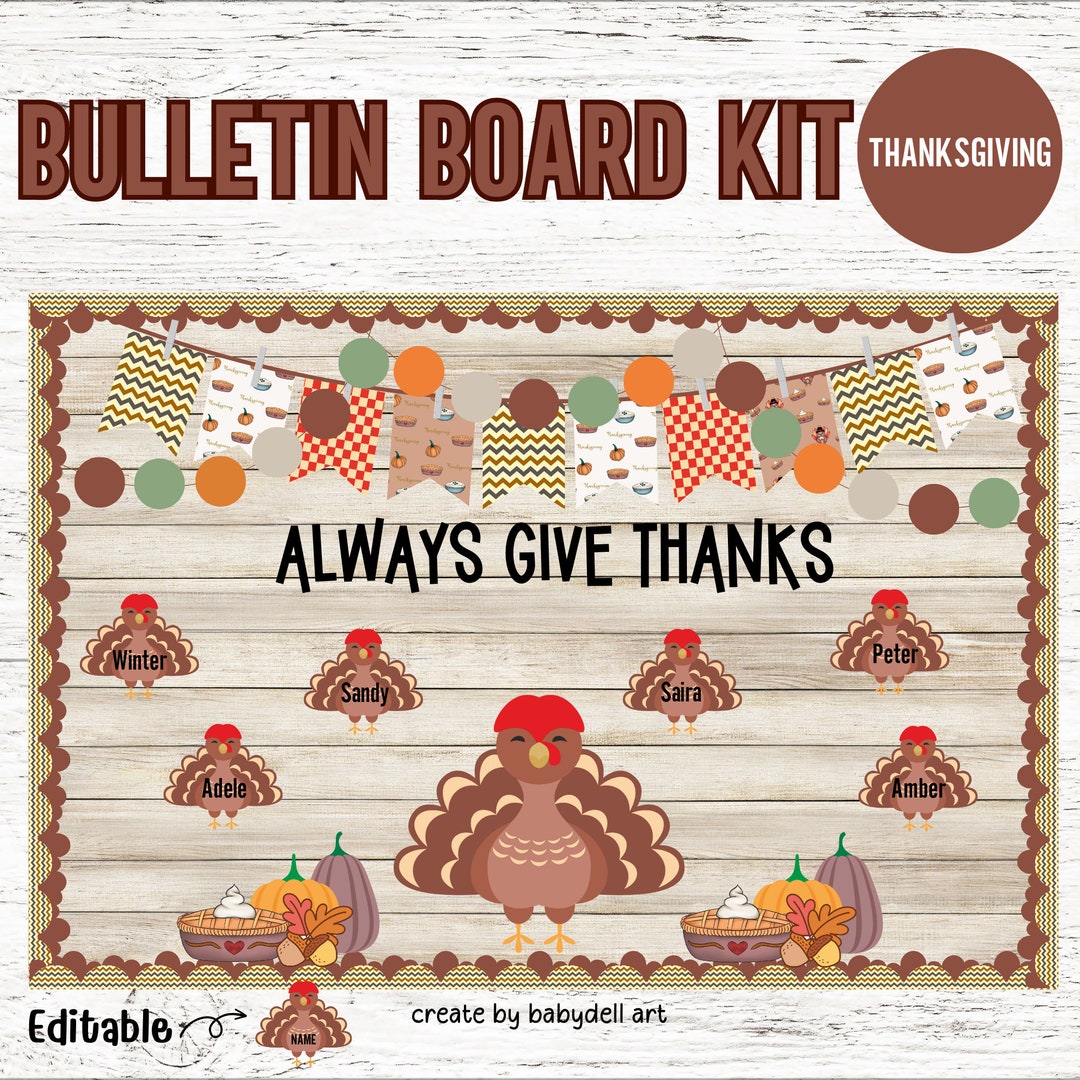Thanksgiving Day Bulletin Board Fall Bulletin Board Kit Happy Turkey ...
