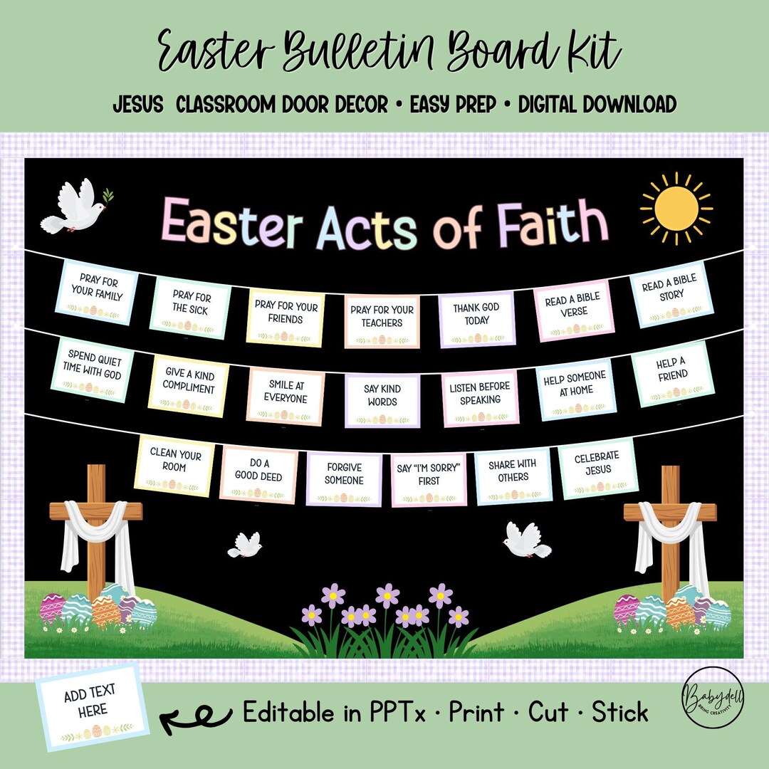 Easter Door Decor Christian Bulletin Board Kit Acts of Faith Spring ...