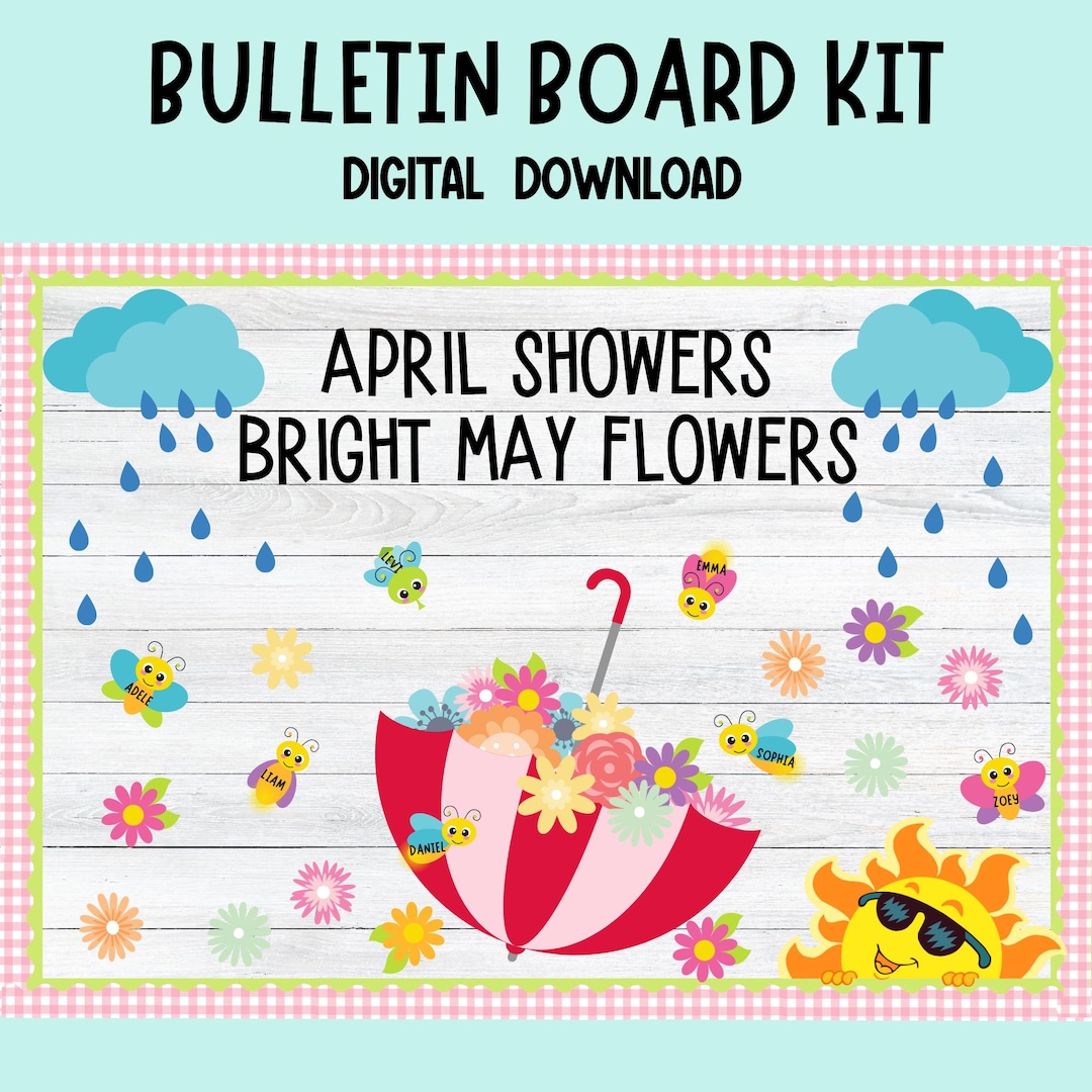 April Showers May Flowers Spring Bulletin Board Kit | Classroom Decor ...