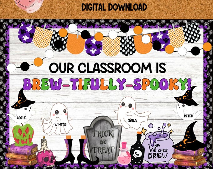 Halloween Bulletin Board Kit, Printable Ghost Bulletin Board Classroom ...