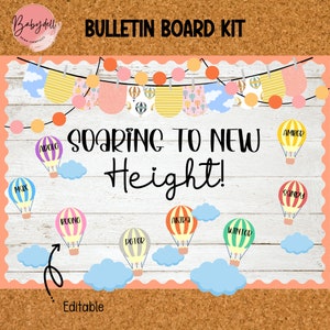 Hot Air Balloon Back to School Bulletin Board Kit - Printable Editable ...