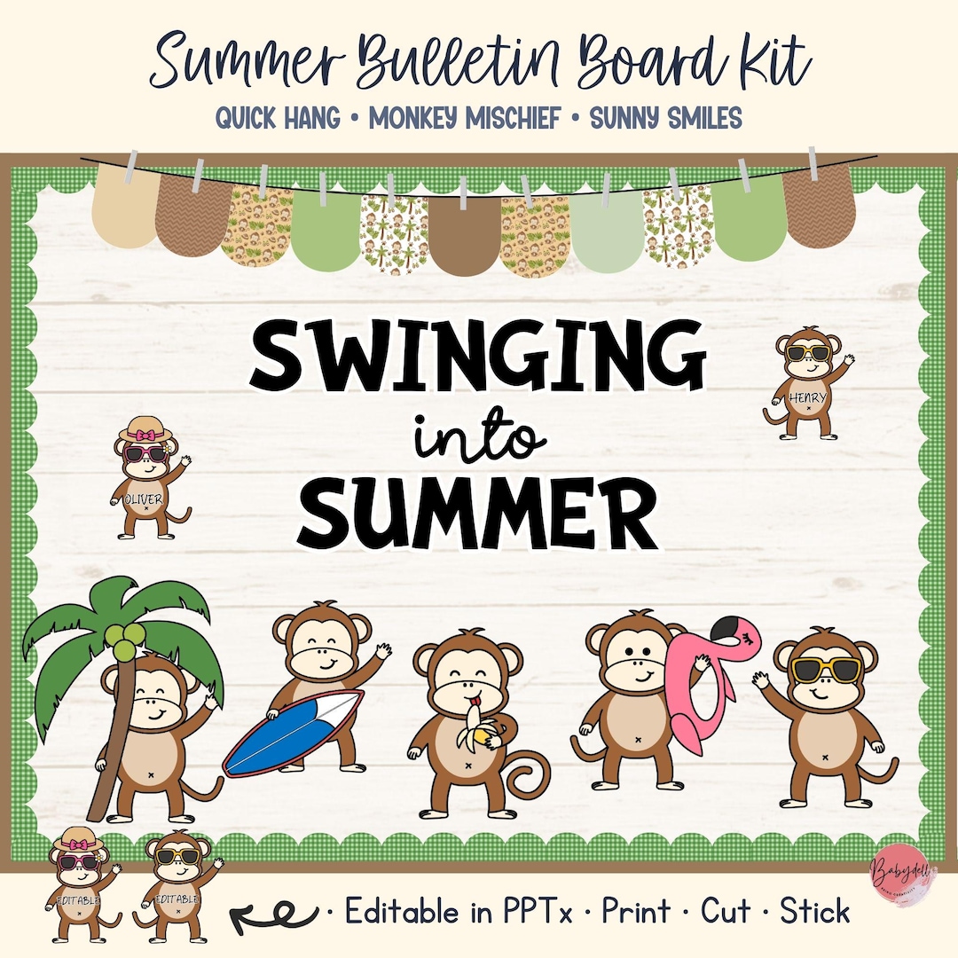 Monkey Summer Bulletin Board Kit for Elementary Classroom Jungle Decor ...