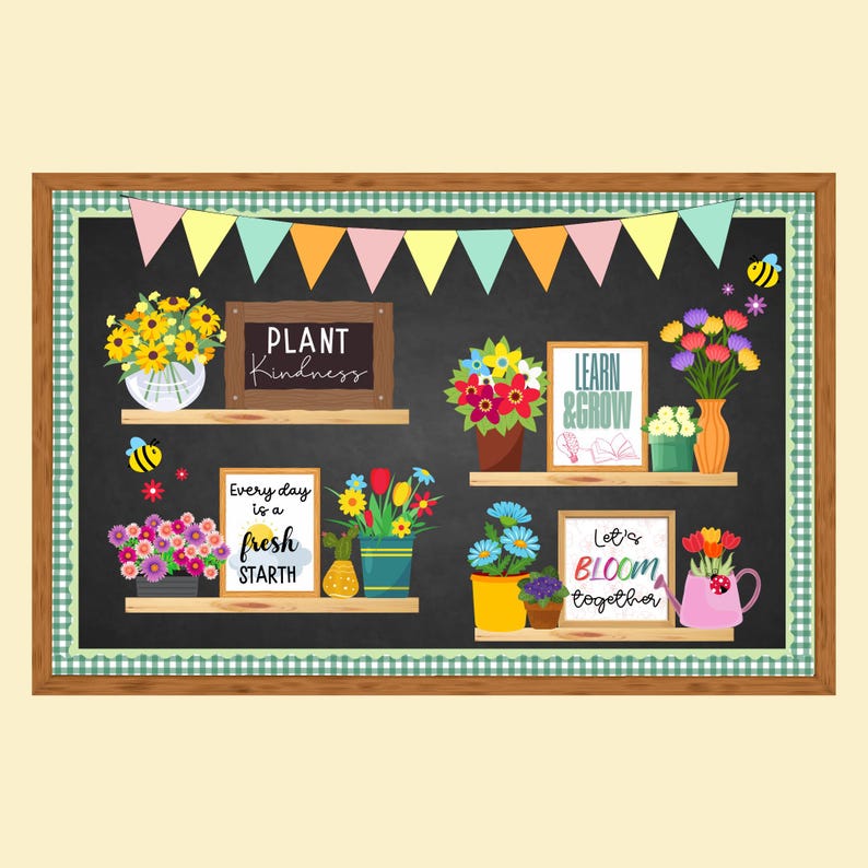 Plant Kindness Bulletin Board Kit: Spring Flower Classroom Decor ...