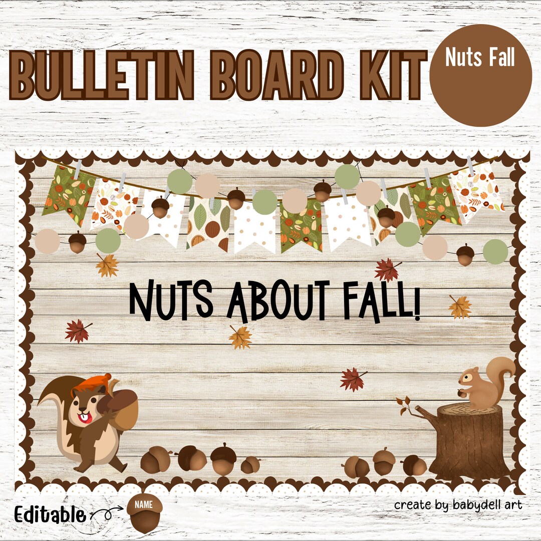Fall Bulletin Board - Nuts About Fall Bulletin Board - Editable - Etsy