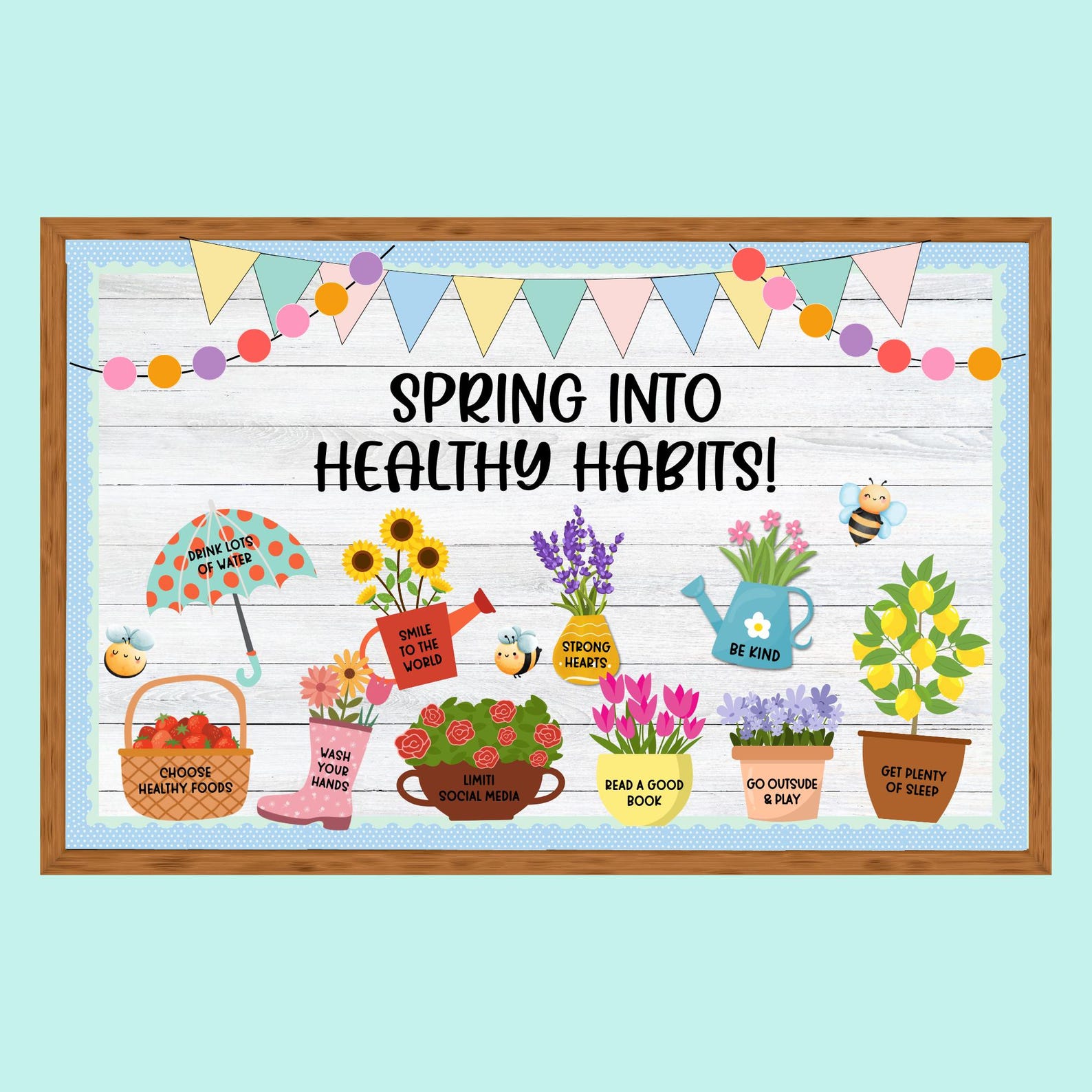 Spring Healthy Habits Bulletin Board Kit: Classroom Decor (digital ...
