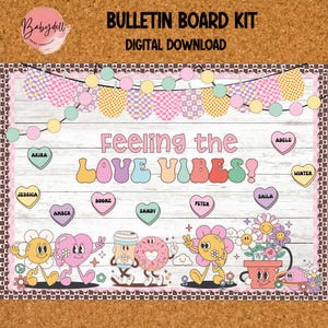 Groovy Valentine's Day Bulletin Board Kit - Retro Classroom Decor for ...