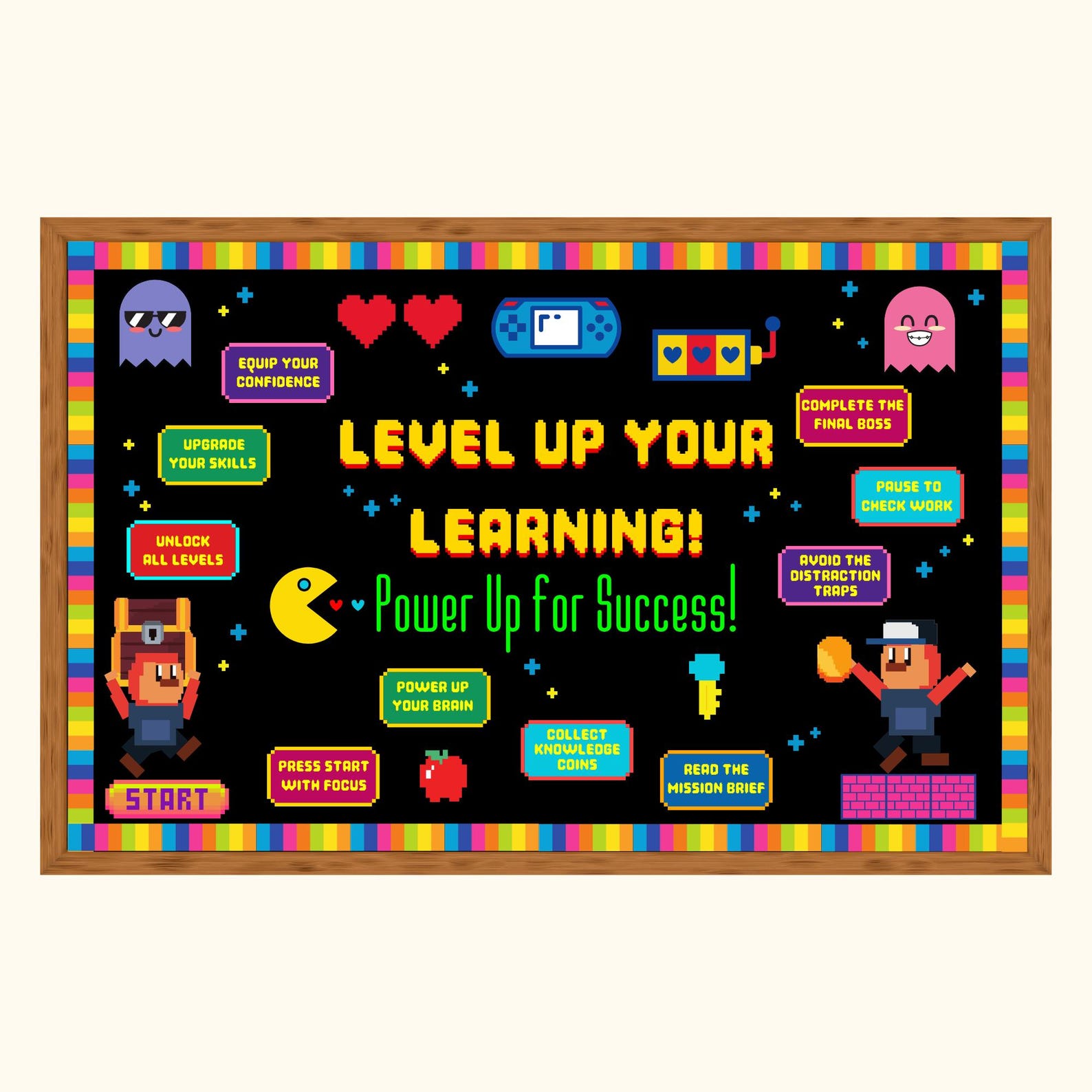 Gamer Theme Classroom Bulletin Board Kit: Motivational Test Prep Decor ...