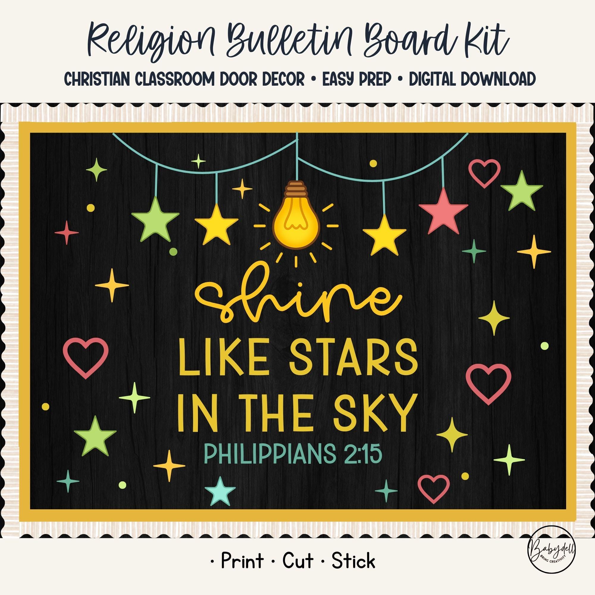 Christian Bulletin Board Kit Glow for God Sunday School Decor VBS ...