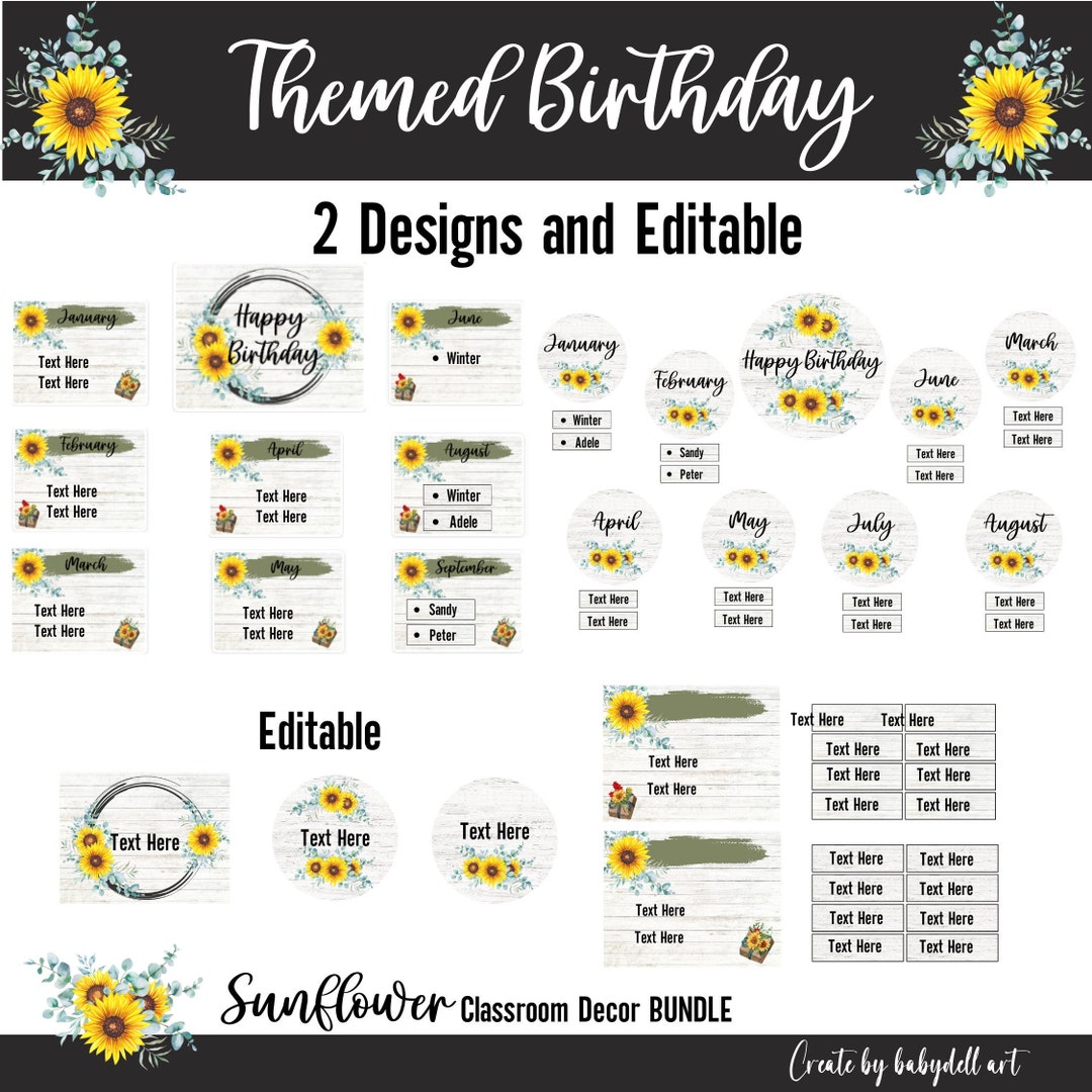 Sunflower Theme Birthday Bulletin Board Birthday Display Birthday Chart ...