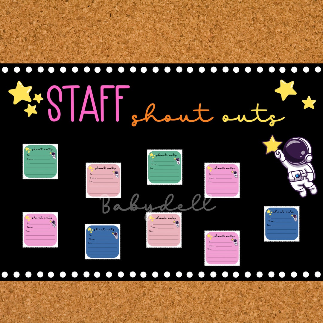 Staff Shout Outs Bulletin Board Kit for Teacher Appreciation and Office ...