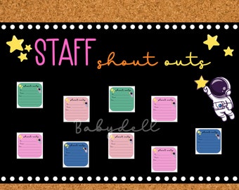 Shout Outs Bulletin Board Kit , Staff Appreciation Shout Out Cards ...