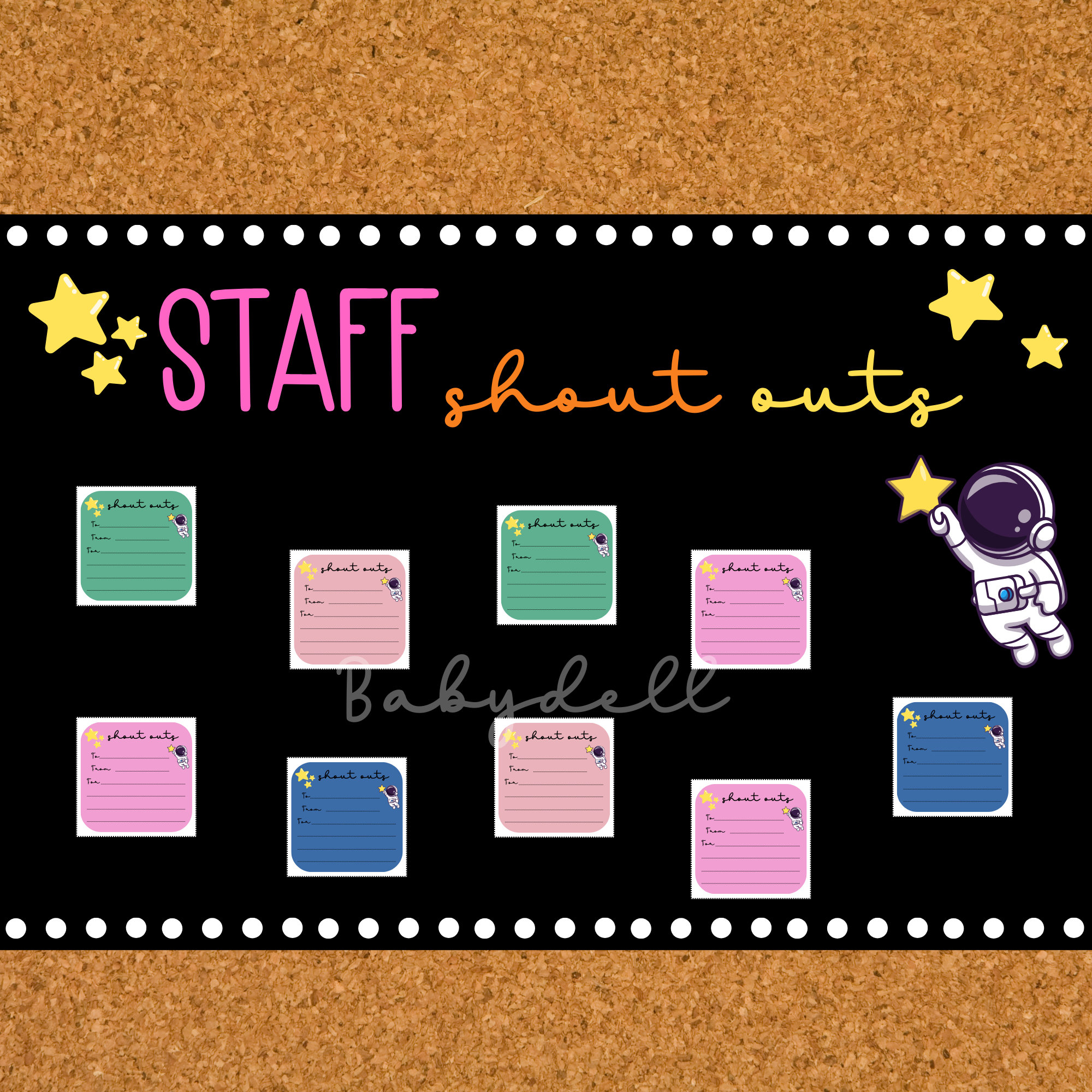 Star Shout Outs Bulletin Board Kit Staff Appreciation Shout Out Card ...