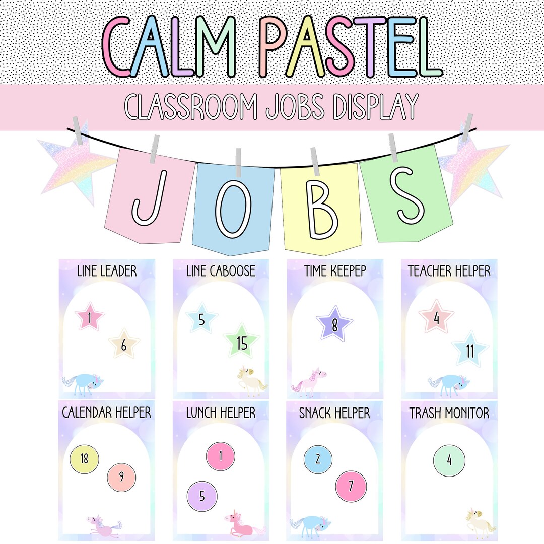 Calm Pastel Classroom Jobs Chart | Editable Student Job Display | Soft ...